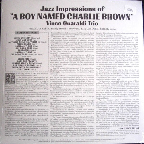 VINCE GUARALDI TRIO - JAZZ IMPRESSIONS OF A BOY NAMED CHARLIE BROWN ...